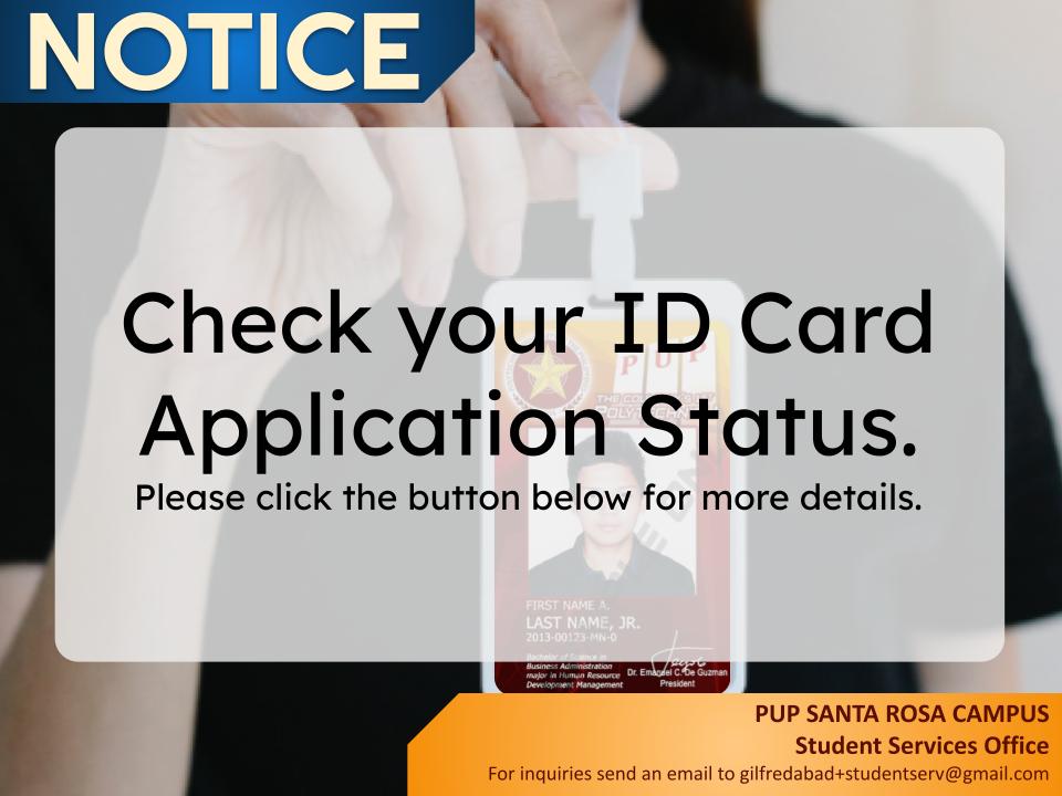Notice | ID Card Application Status | pid#5327 – Polytechnic University ...